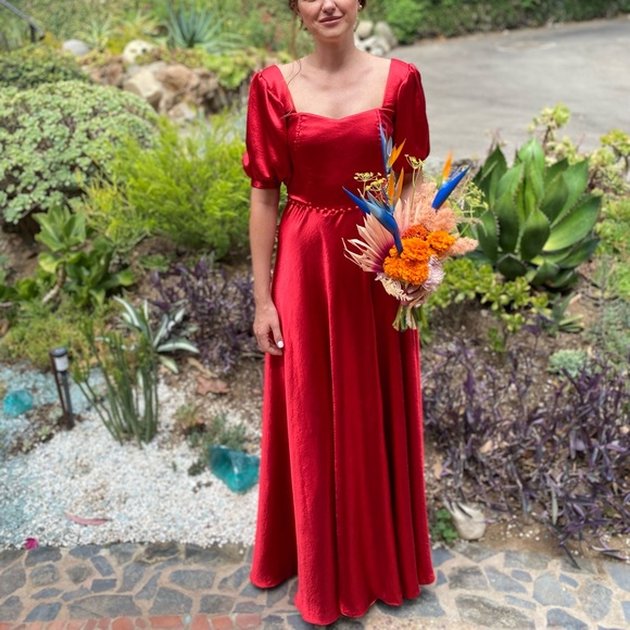 peach and cream | Dresses | Cherry Red Long Dress | Poshmark